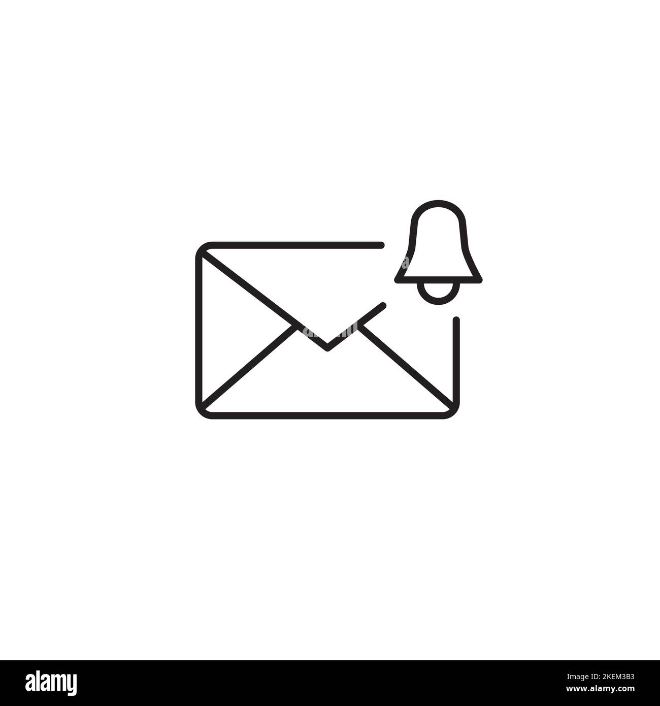New mail notification line icon. Email message with bell outline icon ...