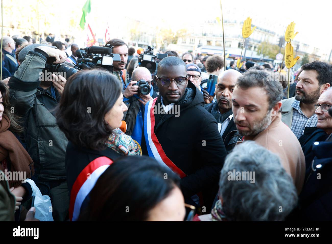 Carlos Martens Bilongo, rebellious france deputy. Demonstration against ...
