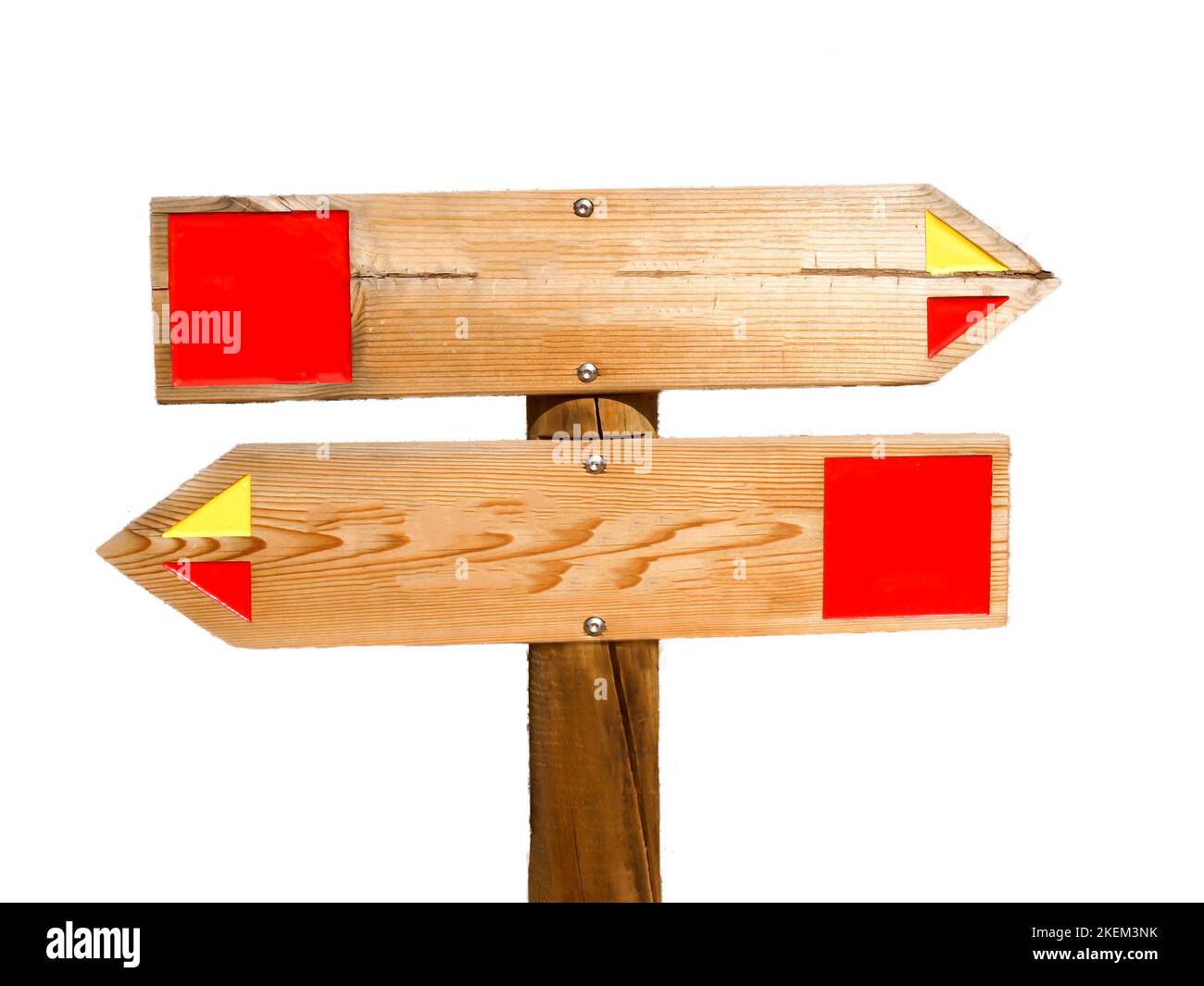 Wooden signs show in the opposite direction. Picture taken near ...
