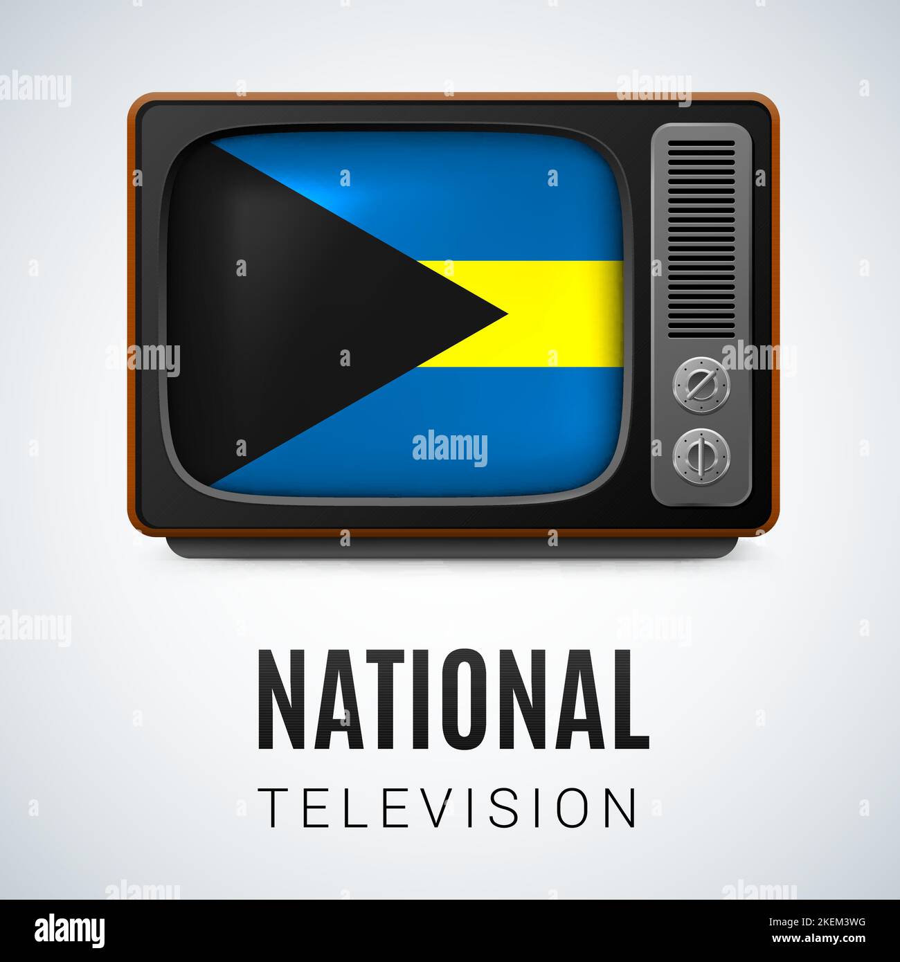 Vintage TV and Flag of the Bahamas as Symbol National Television ...