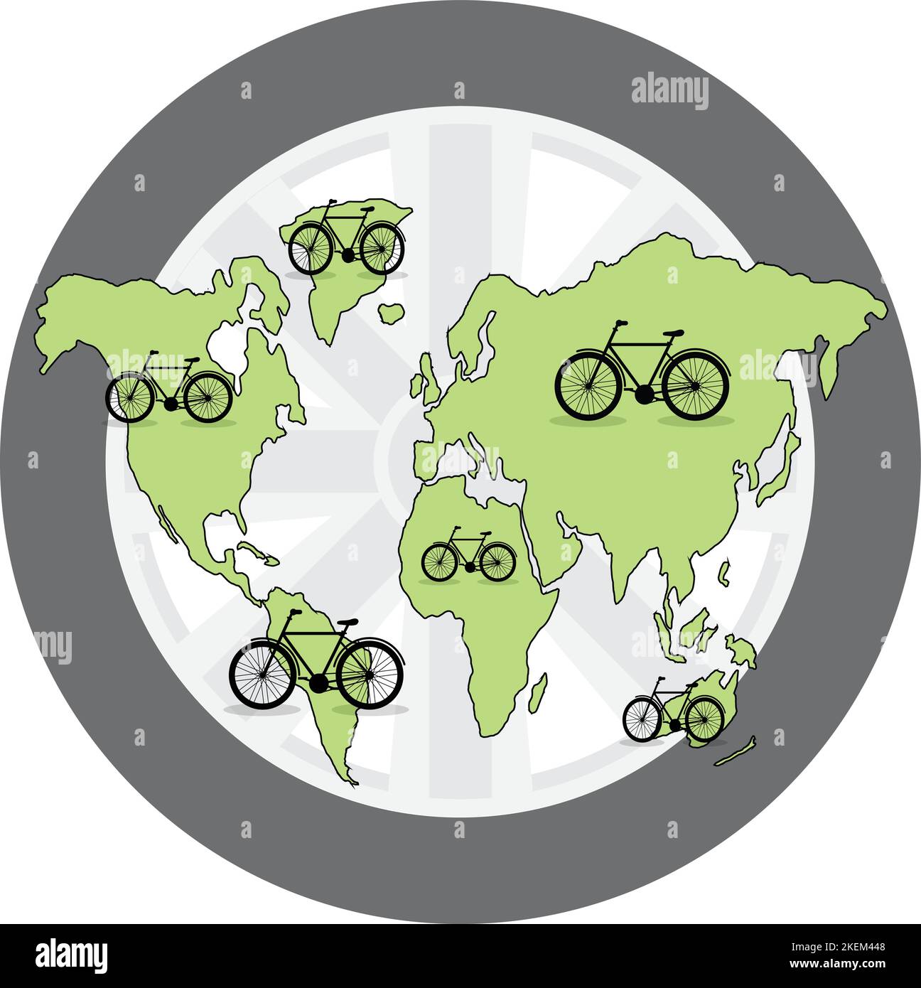 Bicycle symbols on the world map, world bicycle day concept Stock ...