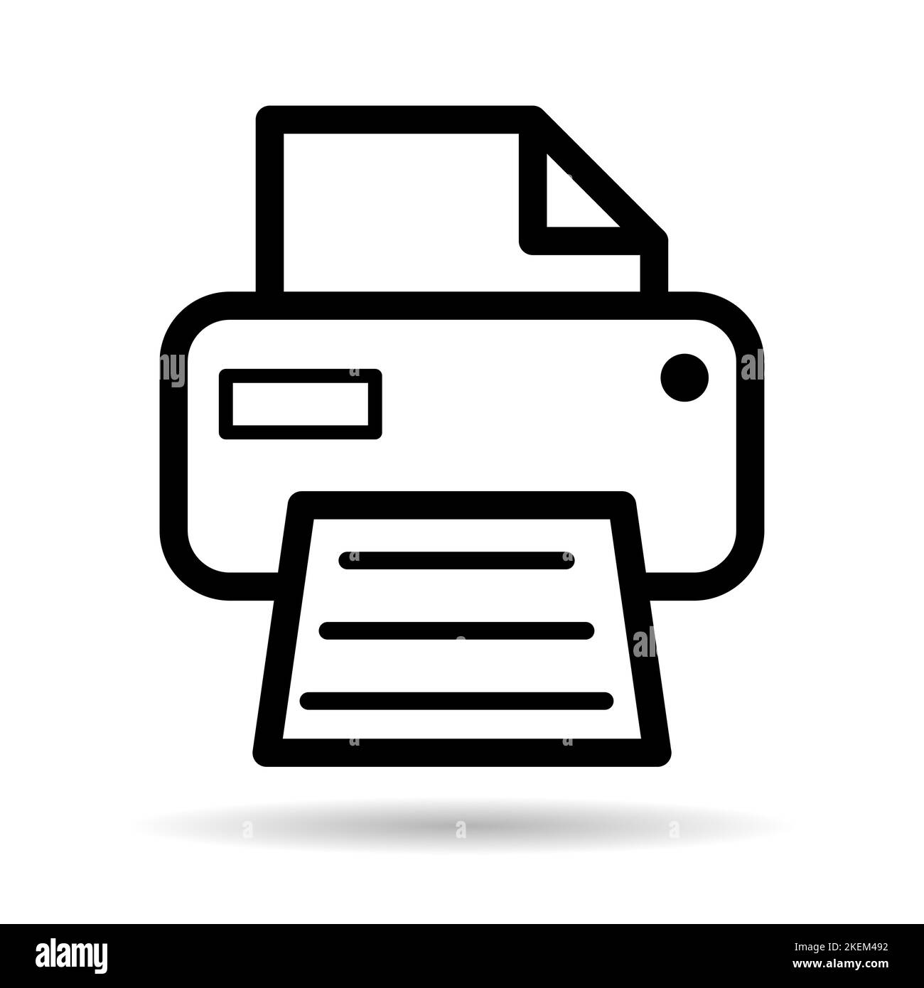 Printer document web shadow icon, printout machine technology flat sign ...