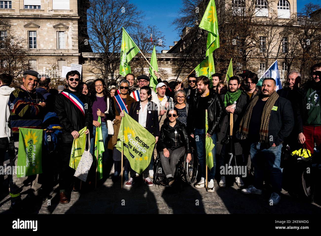 Ecologist flash mob protest on Notre Dame in Paris, France, on November ...