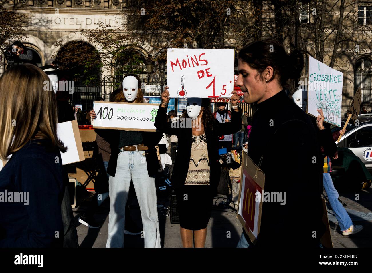 Ecologist flash mob protest on Notre Dame in Paris, France, on November ...