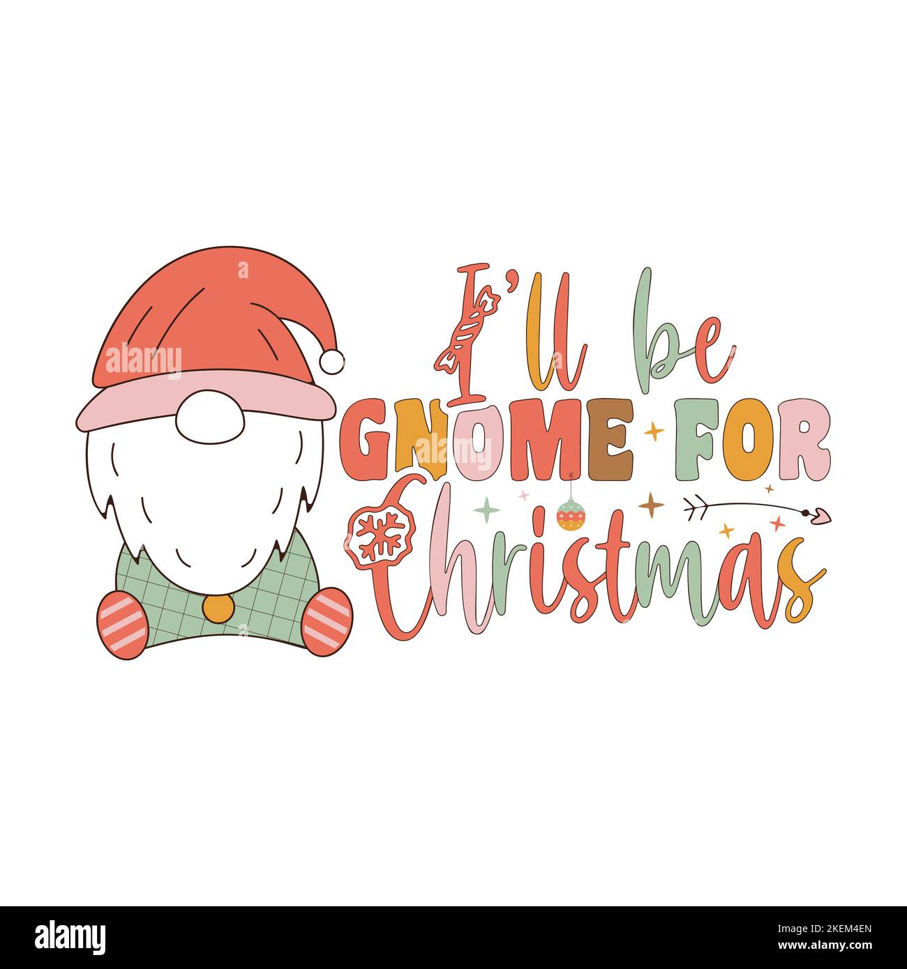 Groovy Christmas print with gnome and quote-i will be gnome for ...
