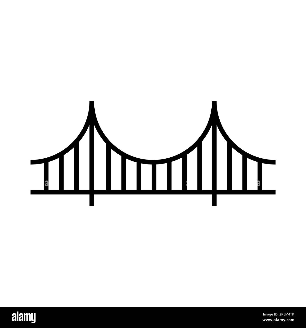 Silhouette bridge icon, urban architecture design, travel line ...