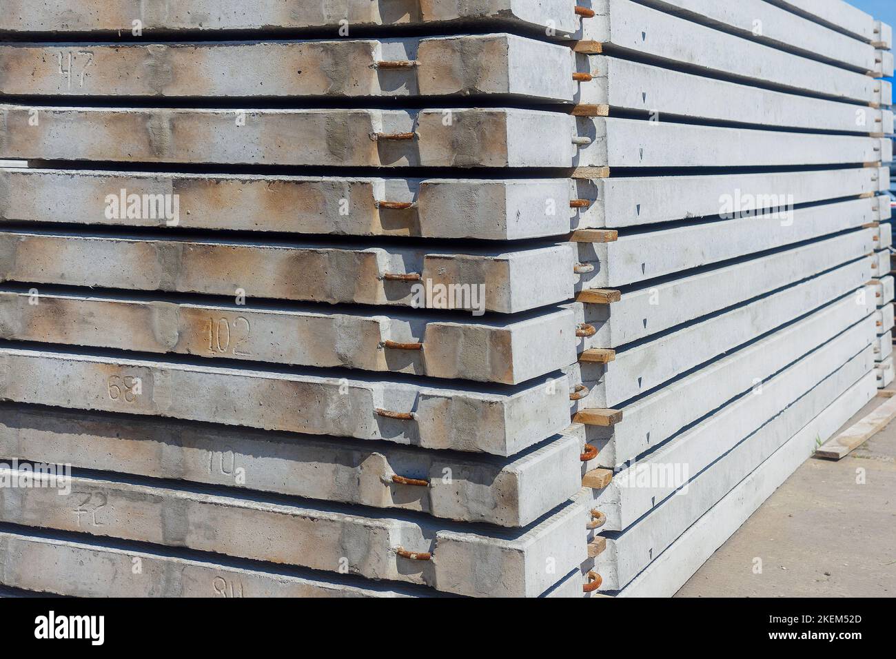 Concrete slabs stacked. Material for construction. Background for ...