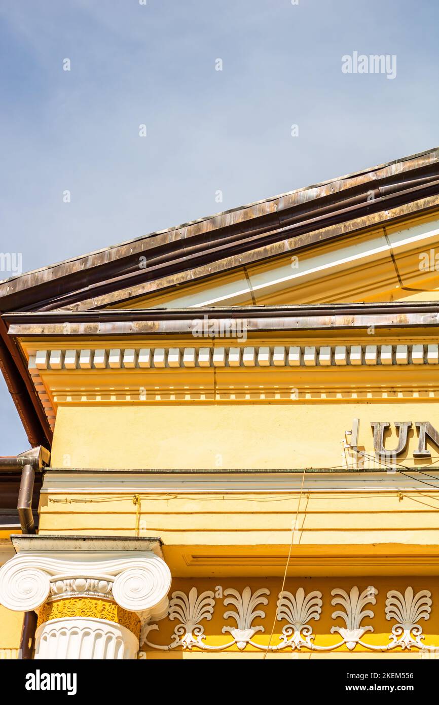 Architectural details, facade of the building of the 1 Decembrie 1918 ...