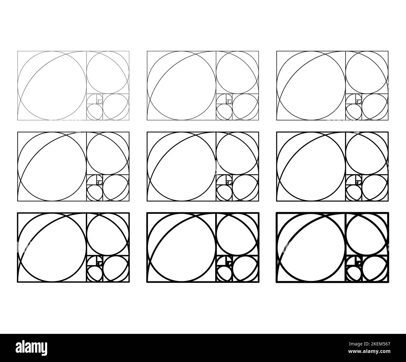 Set of Golden ratio minimalistic icon. Geometric shapes flat proportion vector illustration ...