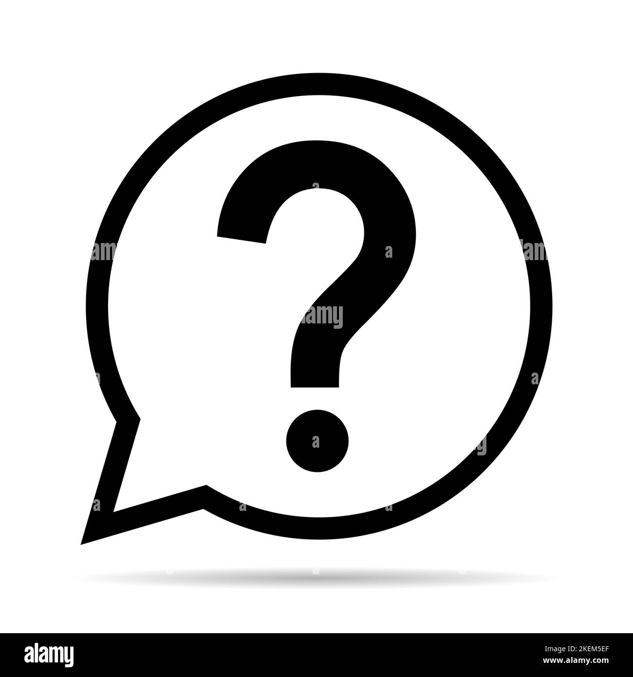 Question icon mark with shadow, help or ask bubble graphic symbol, web faq vector illustration ...