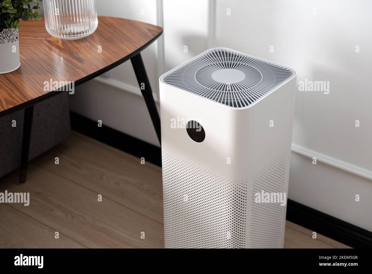 Air purifier, cleaner in living room, PM 2.5 dust protection Stock ...