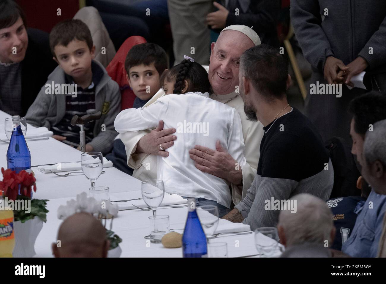 Vatican City, Vatican, November 13 2022. Pope Francis during a lunch ...