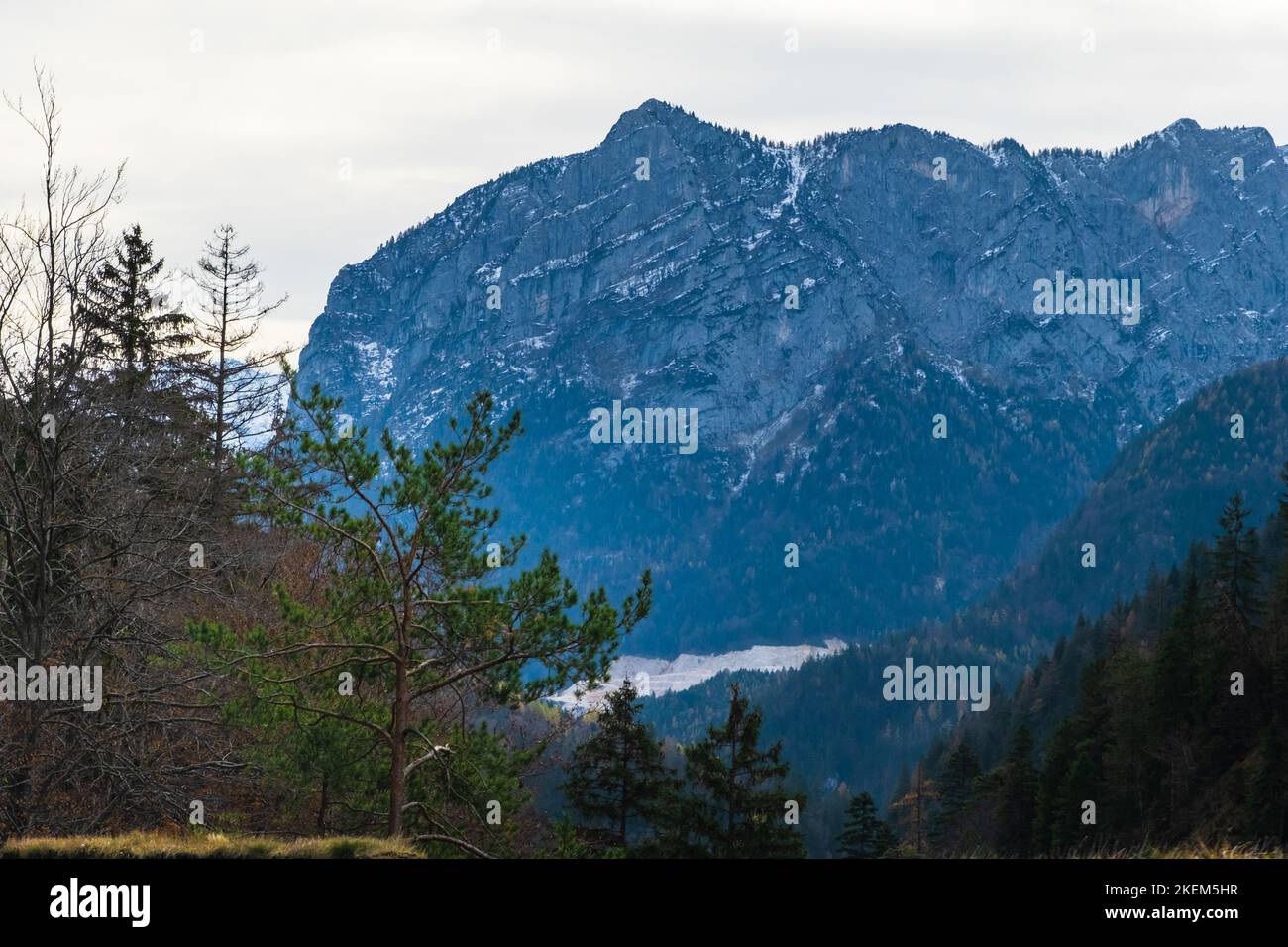Austrian alps, Green meadows, alpine cottages and mountains Stock Photo ...