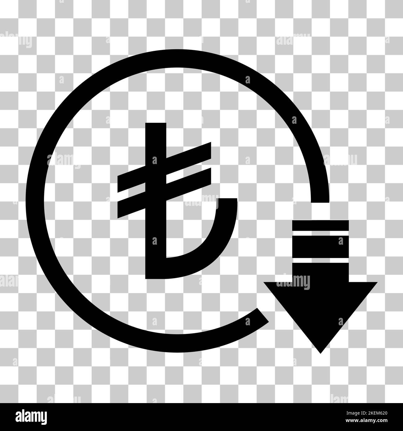 Cost reduction- decrease turkish lira icon. Vector symbol isolated on background Stock Vector ...