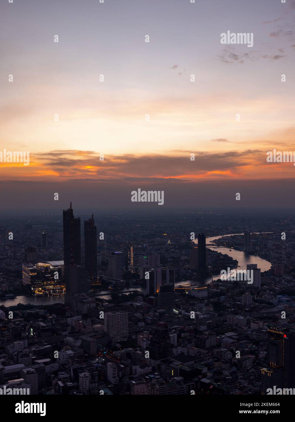 A vertical shot of the cityscape of Bangkok city in Thailand under the ...