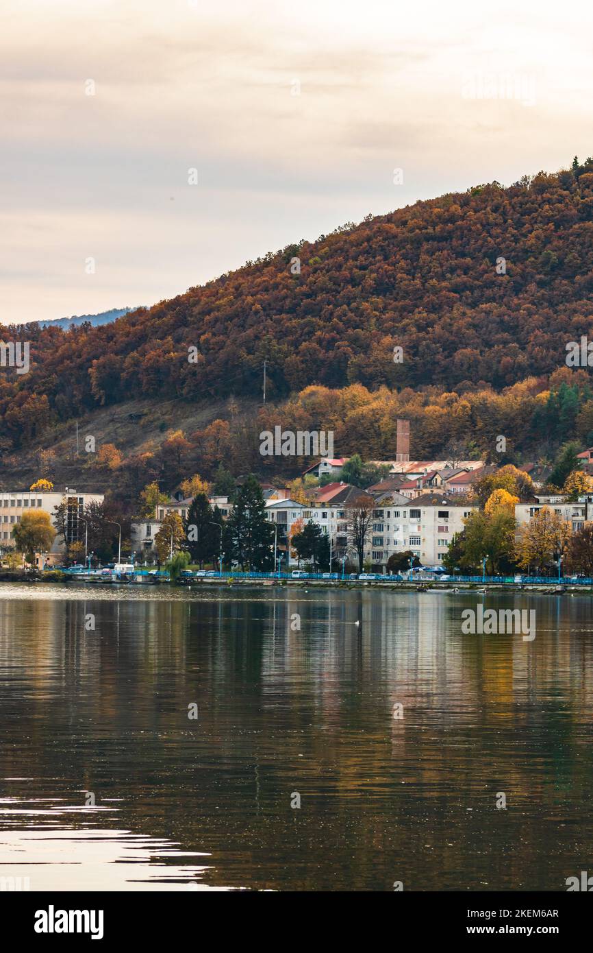 View of Danube river and Orsova city, waterfront view. Orsova, Romania ...