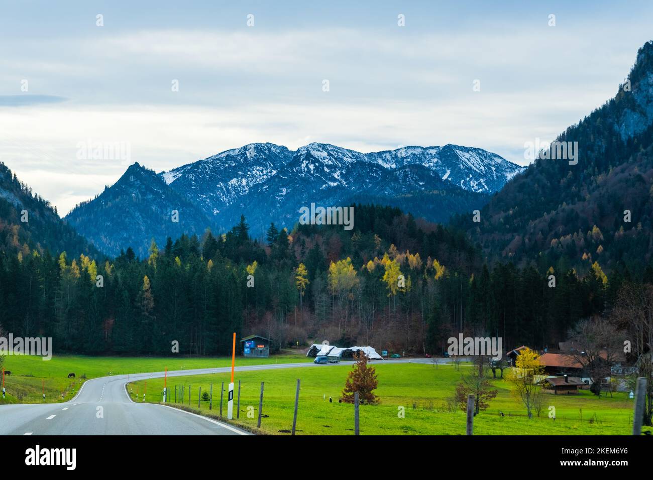 Austrian alps, Green meadows, alpine cottages and mountains Stock Photo ...
