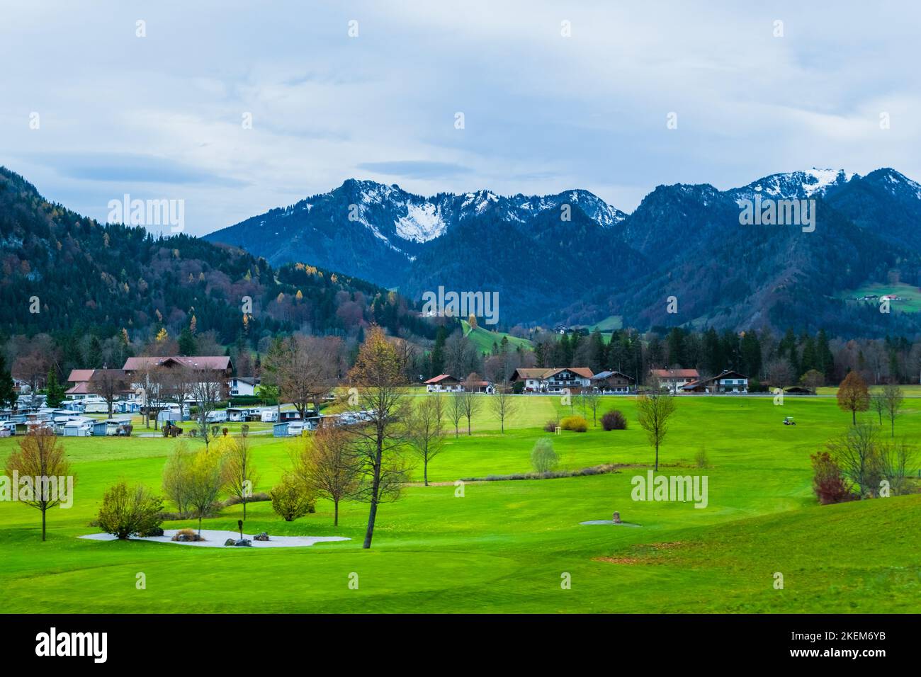 Austrian alps, Green meadows, alpine cottages and mountains Stock Photo ...