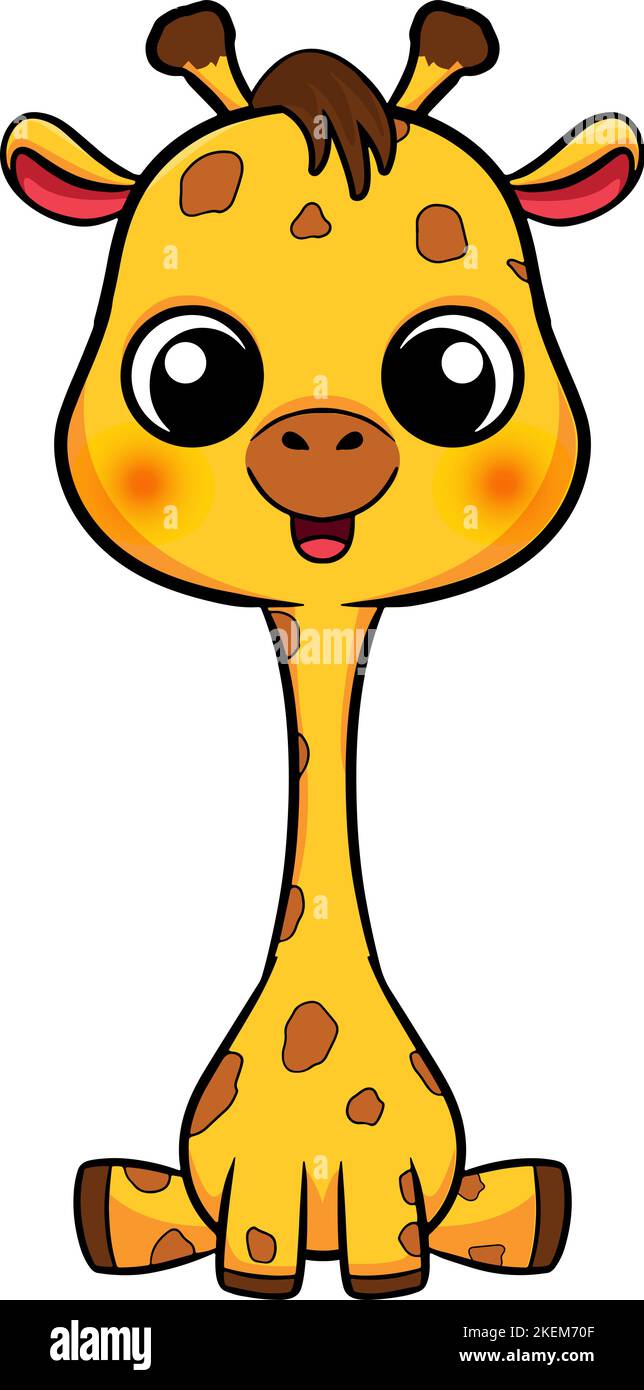 A cute baby giraffe isolated on a white background Stock Vector Image ...