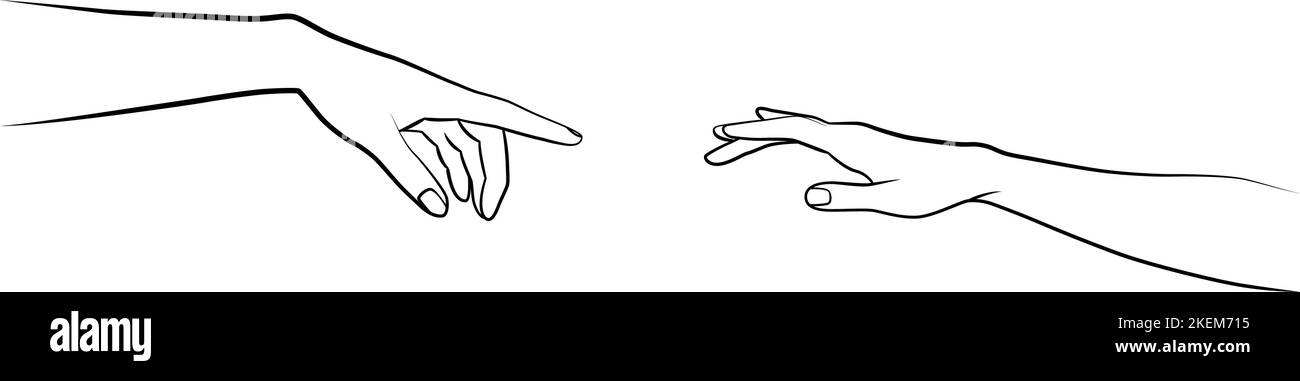 Hands in a line. Holding hands. Two hands. Tattoo Stock Vector Image ...