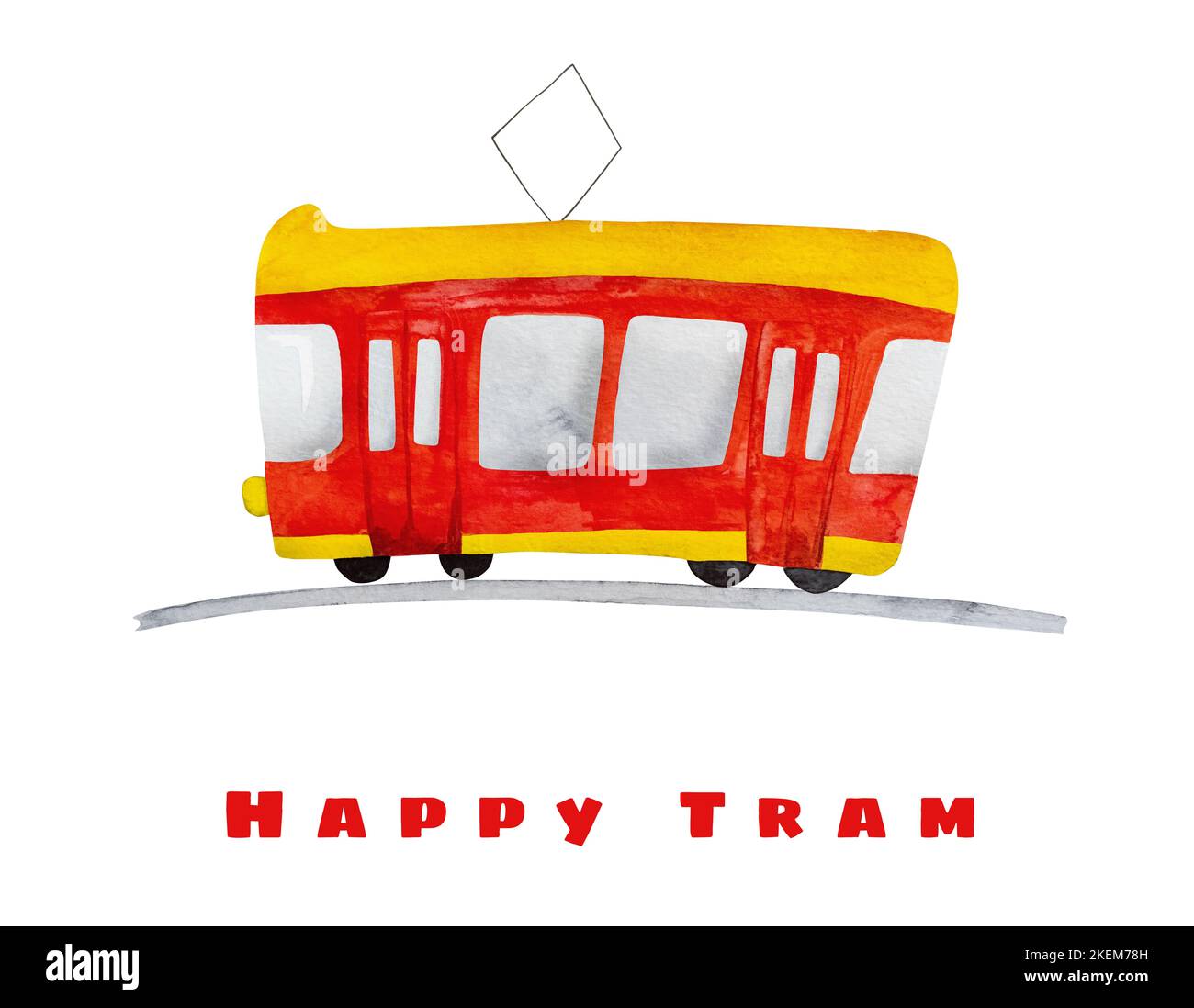 Red tram illustration Stock Photo - Alamy