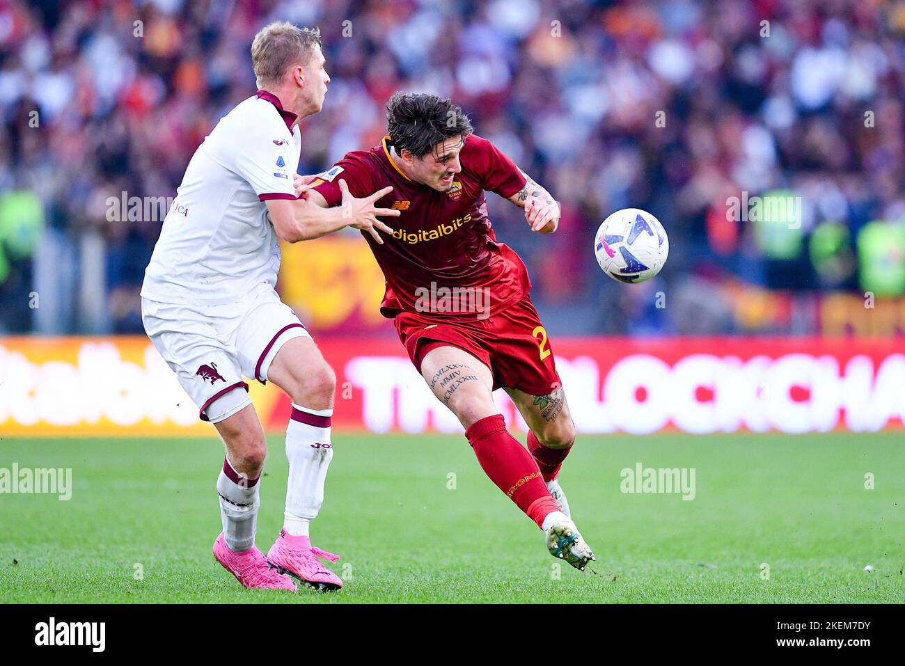 Rome, Italy. 13th Nov, 2022. David Zima of Torino FC and Nicolo ...
