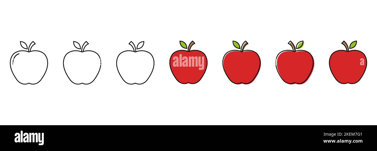 Set of Apple icon, healthy raw symbol, foot sweet fruit, vector ...