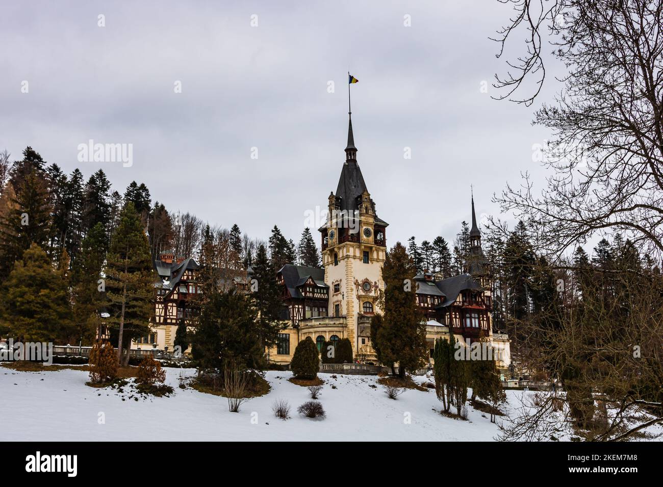 Peles Castle, Romania. Beautiful famous royal castle from Sinaia Stock ...