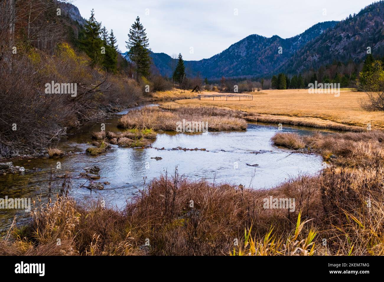 Austrian alps, Green meadows, alpine cottages and mountains Stock Photo ...
