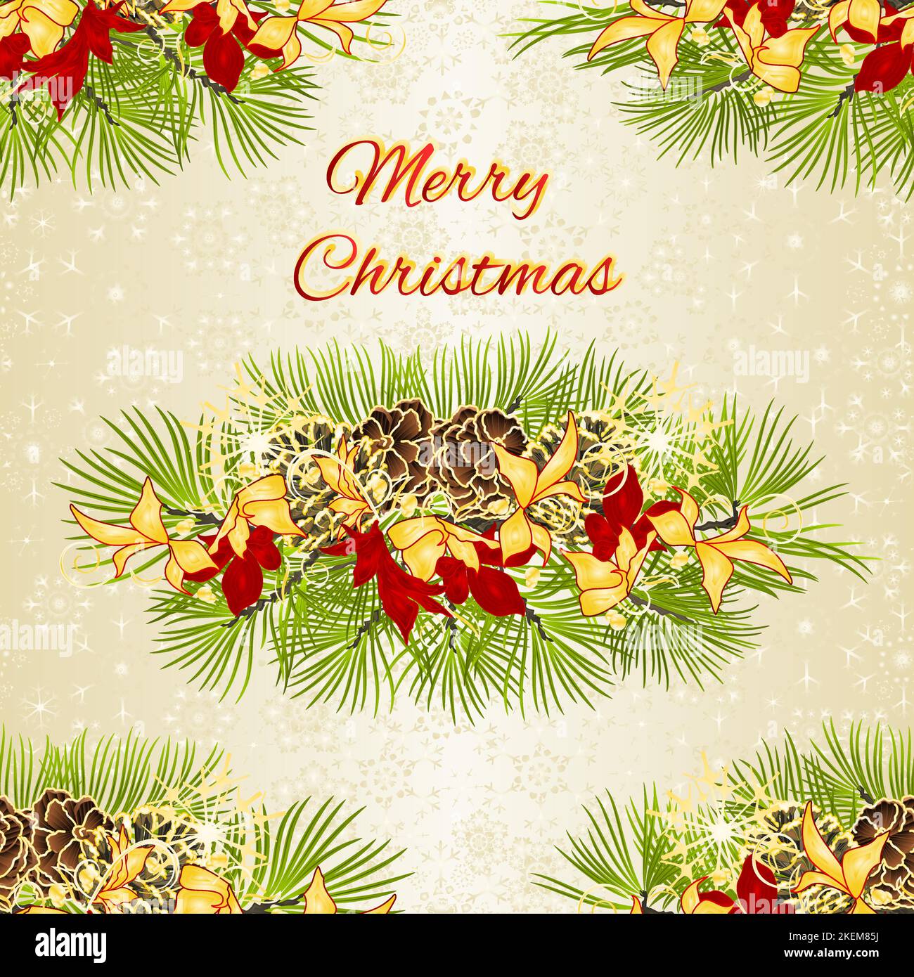 Seamless texture Christmas and New Year decorative branches with pine ...