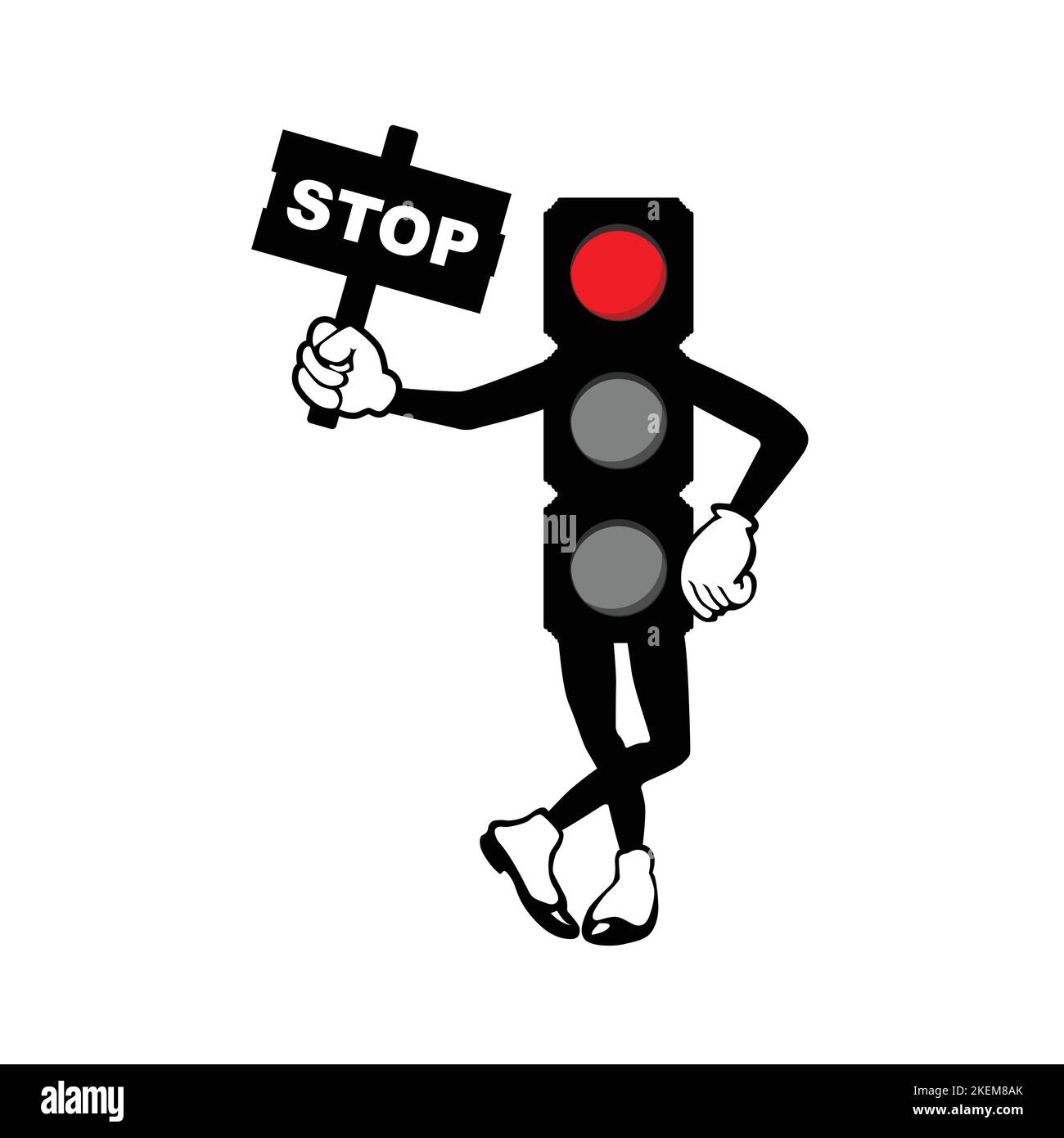 Cartoon Red Stop Light