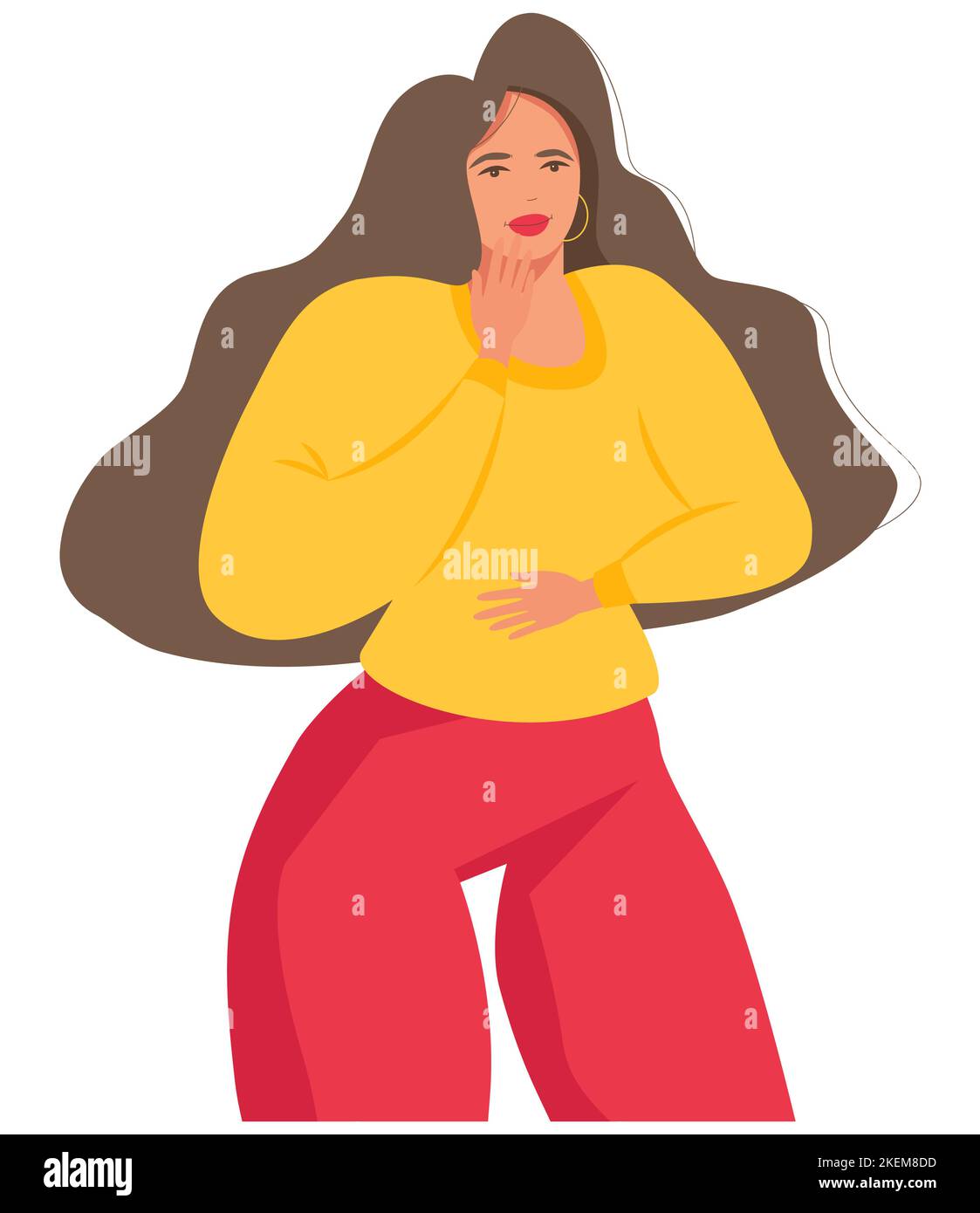 Abdominal pain in a woman, problems and abdominal pain Stock Vector ...