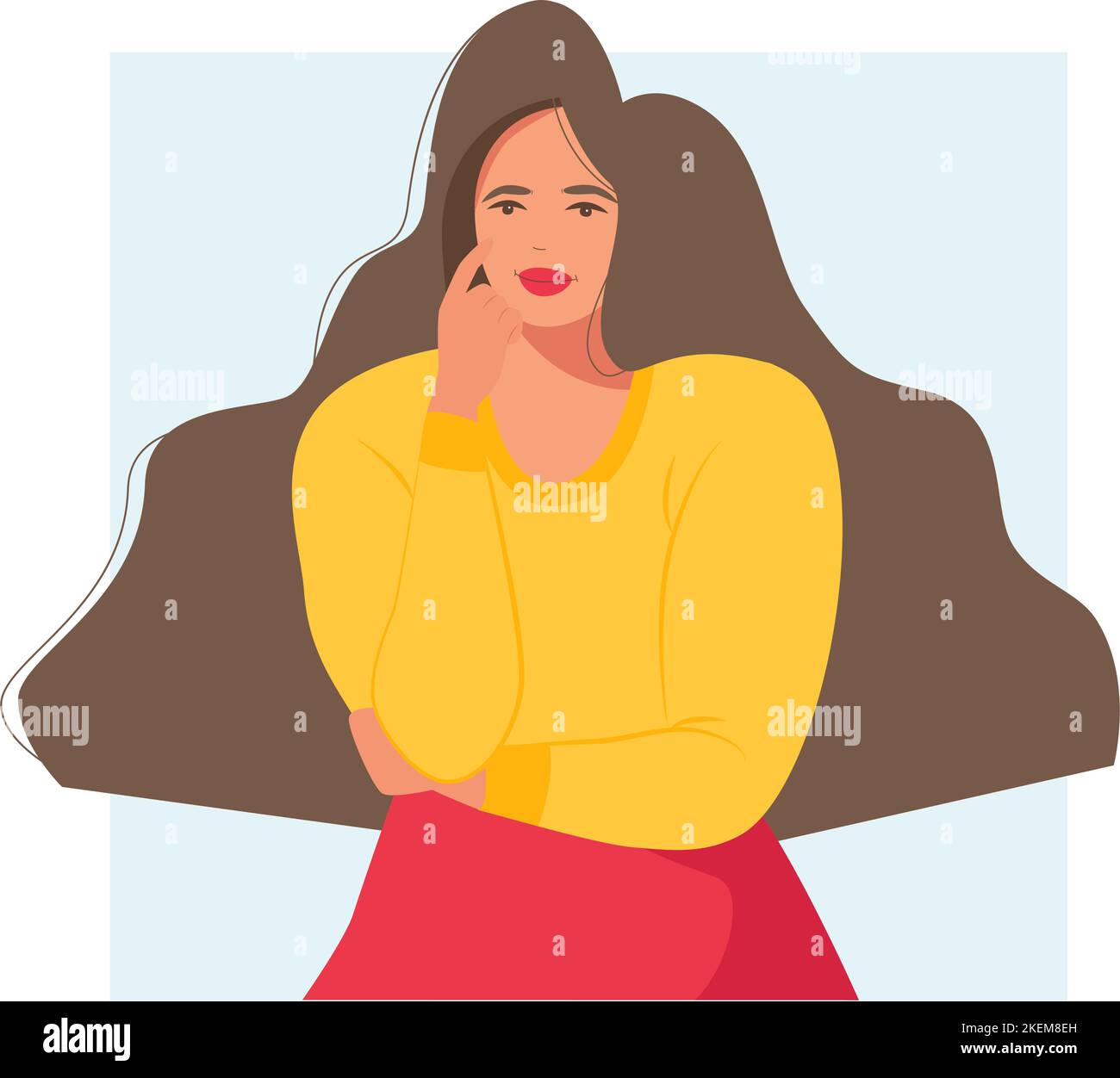 Cartoon happy pretty woman thought hi-res stock photography and images ...