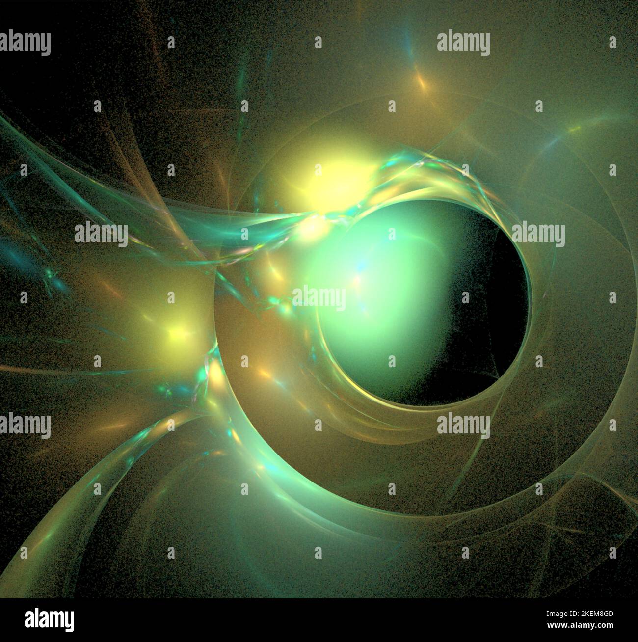 illustration of a green space planet star system, color graphics ...