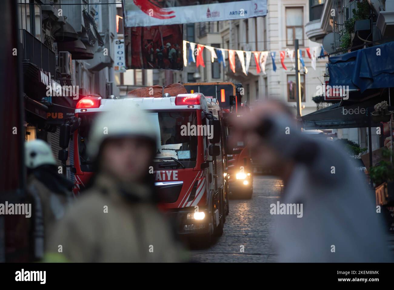 Istanbul, Turkey. 13th Nov, 2022. Fire trucks seen at the scene of the ...