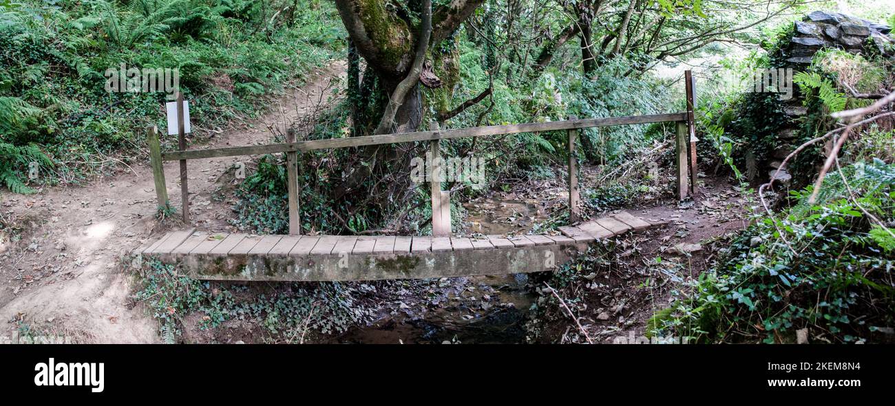 Wooden bridge on the coast path near Port Isaac, Cornwall, UK Stock ...
