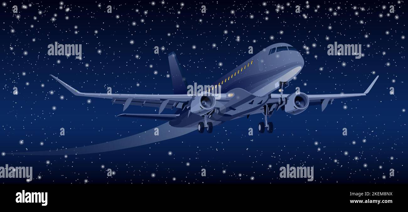 Detailed realistic vector illustration of an airplane on star ...