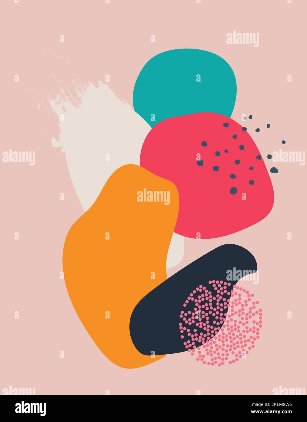 Abstract background. A set of hand-drawn various shapes and leaves ...