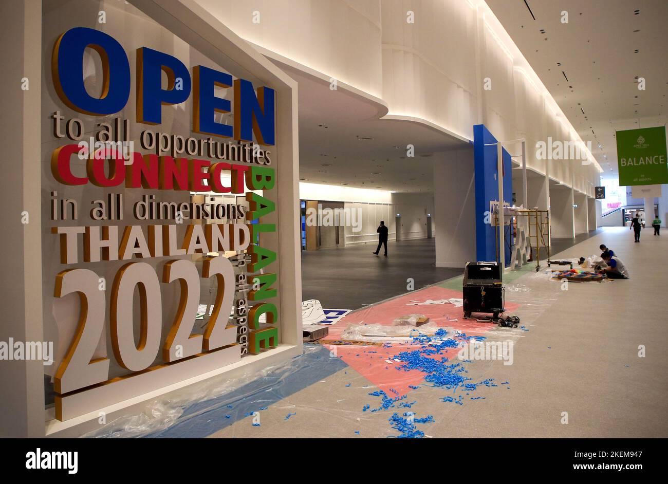 Workers do prepare the venue for the Asia-Pacific Economic Cooperation ...