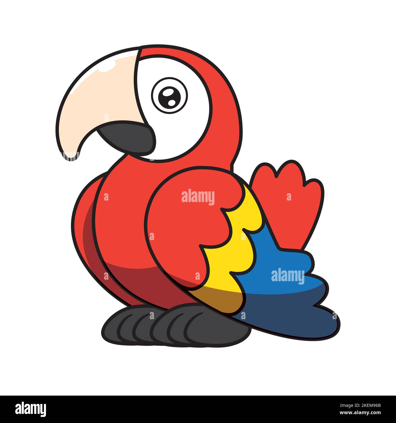 A cute cartoon colorful parrot on a white background Stock Vector Image ...