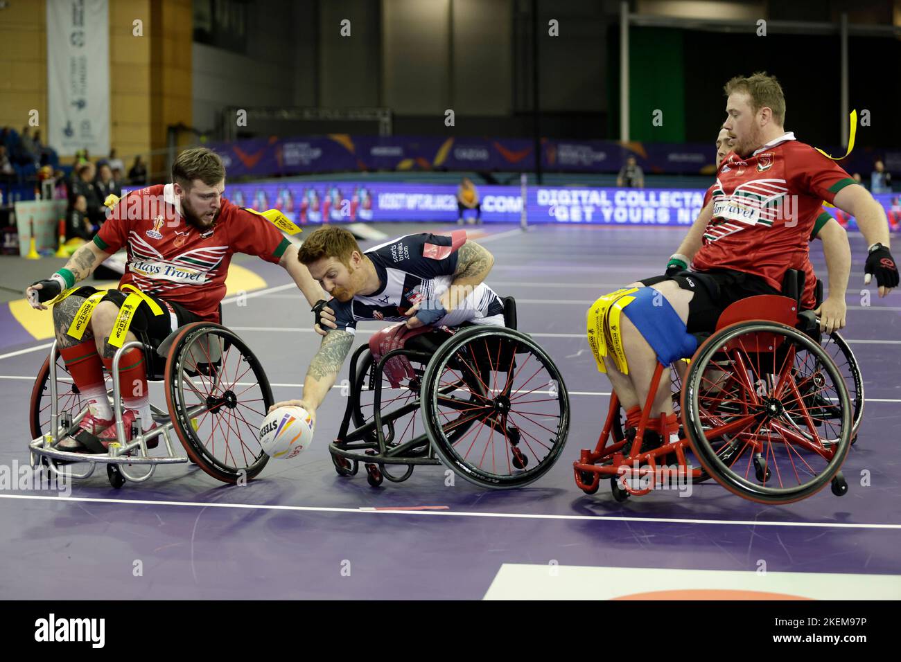 James Simpson of England scores during the Wheelchair Rugby League ...