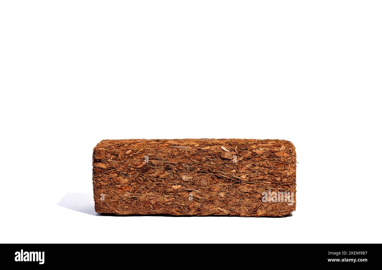 Block of Coconut Coir Husk Fiber isolated on white background Stock ...