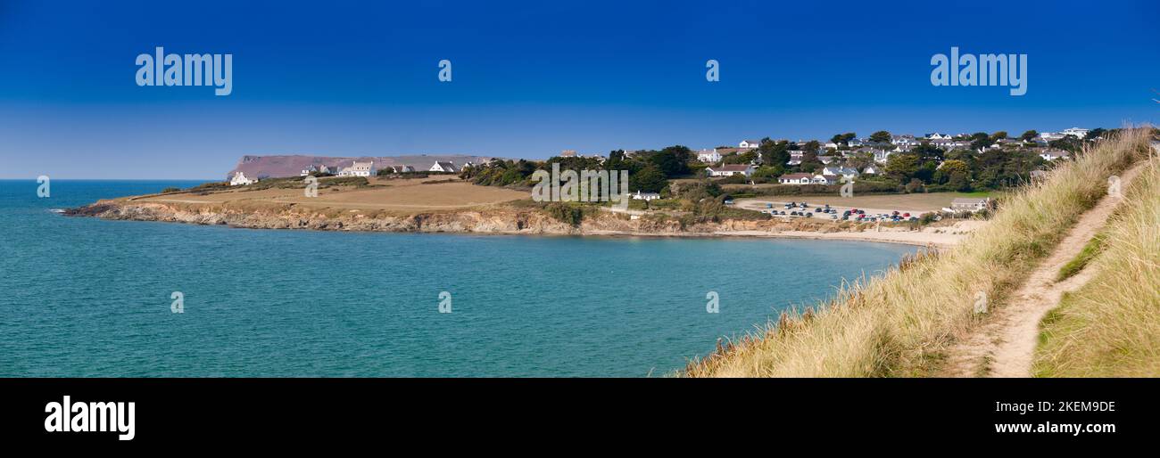 Panoramic view of the Daymer Bay at the estuary of the river camel in ...