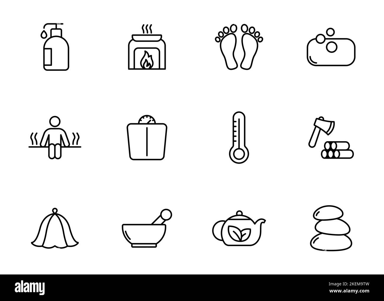 Spa And Sauna Line Vector Icons Isolated Stock Vector Image And Art Alamy