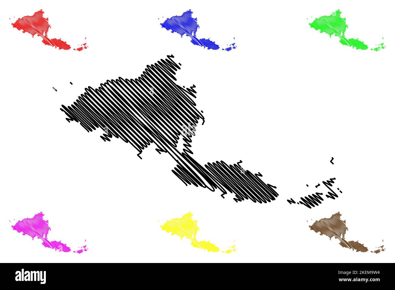 Ammouliani island (Hellenic Republic, Greece, Greek island) map vector illustration, scribble ...