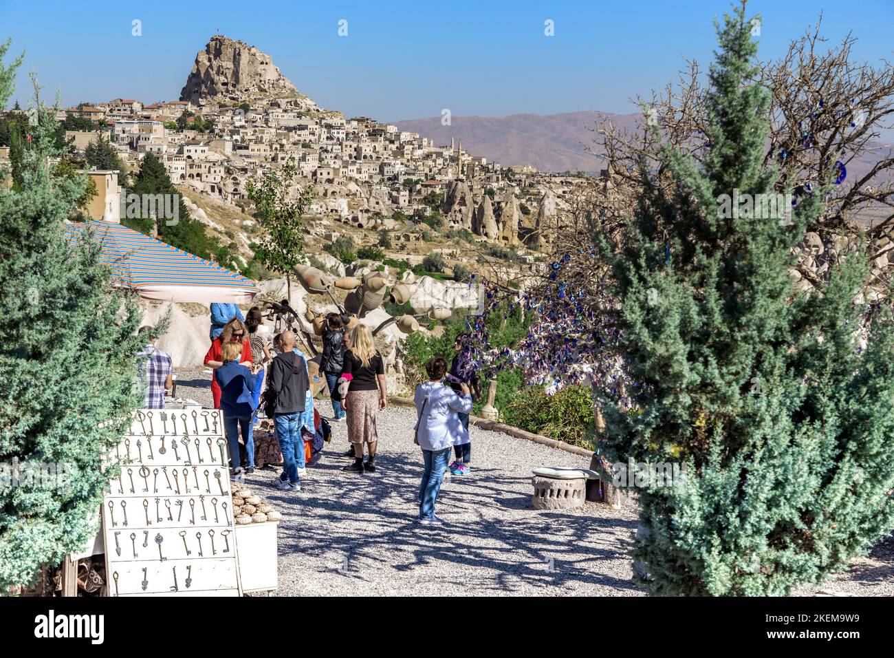 UCHISAR, TURKEY - OCTOBER 4, 2020: This is a view of the town, which is ...