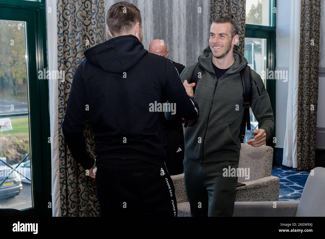 PONTYCLUN, UK. 13th Nov, 2022. Wales' Chris Gunter and Wales' Gareth ...