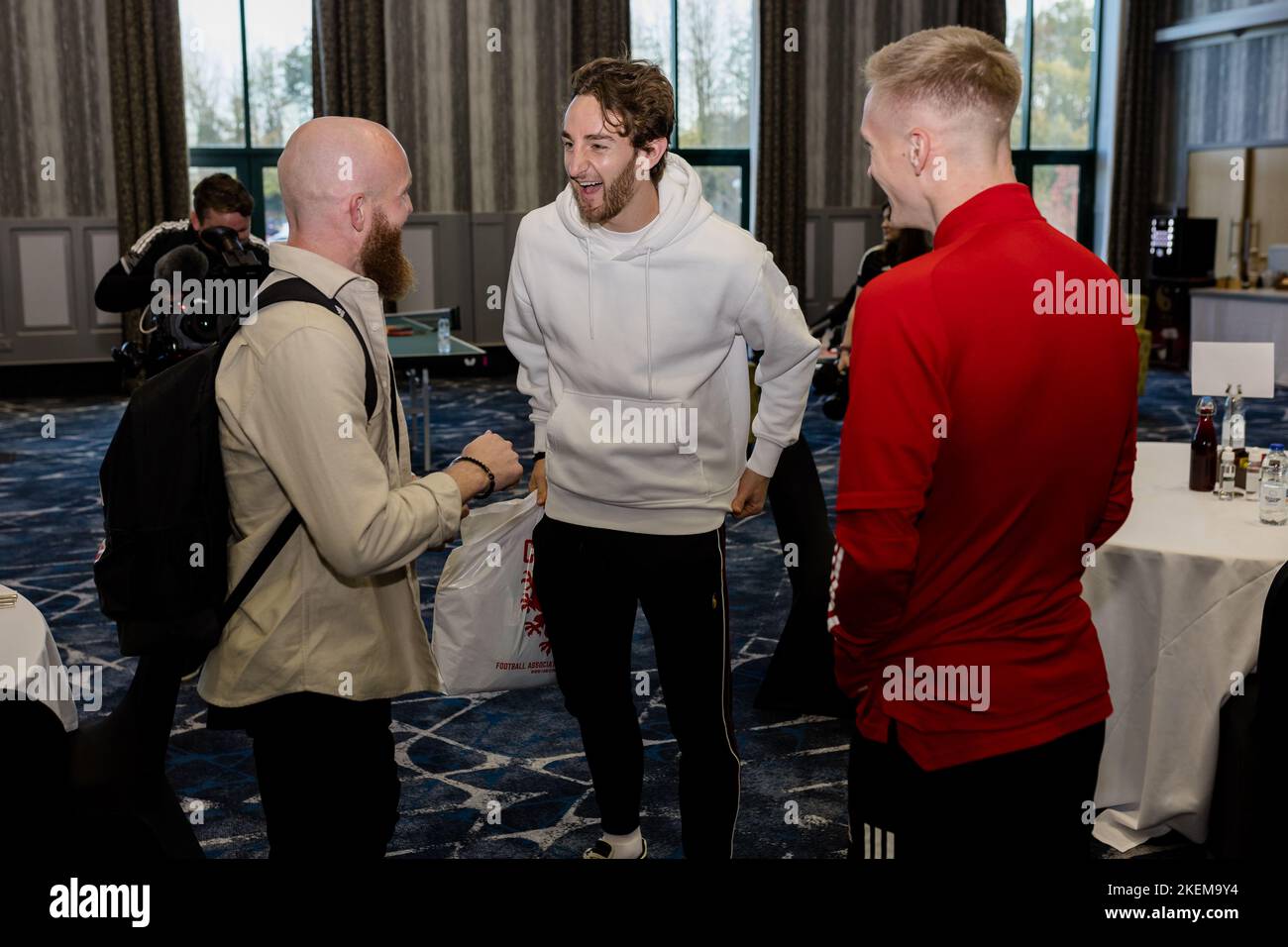 PONTYCLUN, UK. 13th Nov, 2022. Wales' Jonny Williams, Wales' Tom ...