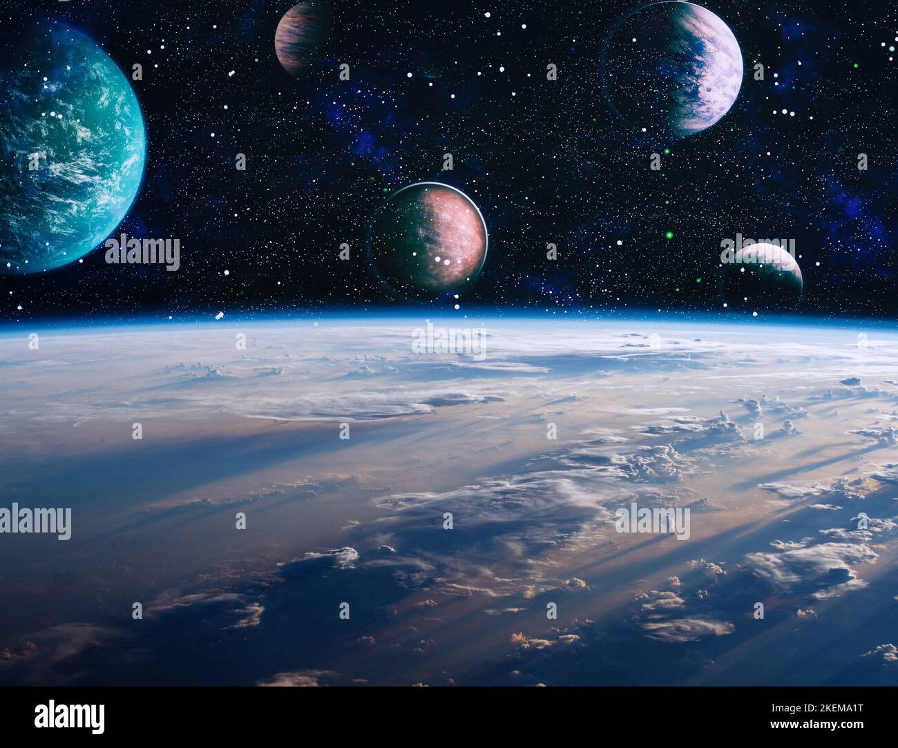 Cosmic landscape, beautiful science fiction wallpaper with endless deep space. Elements of this ...