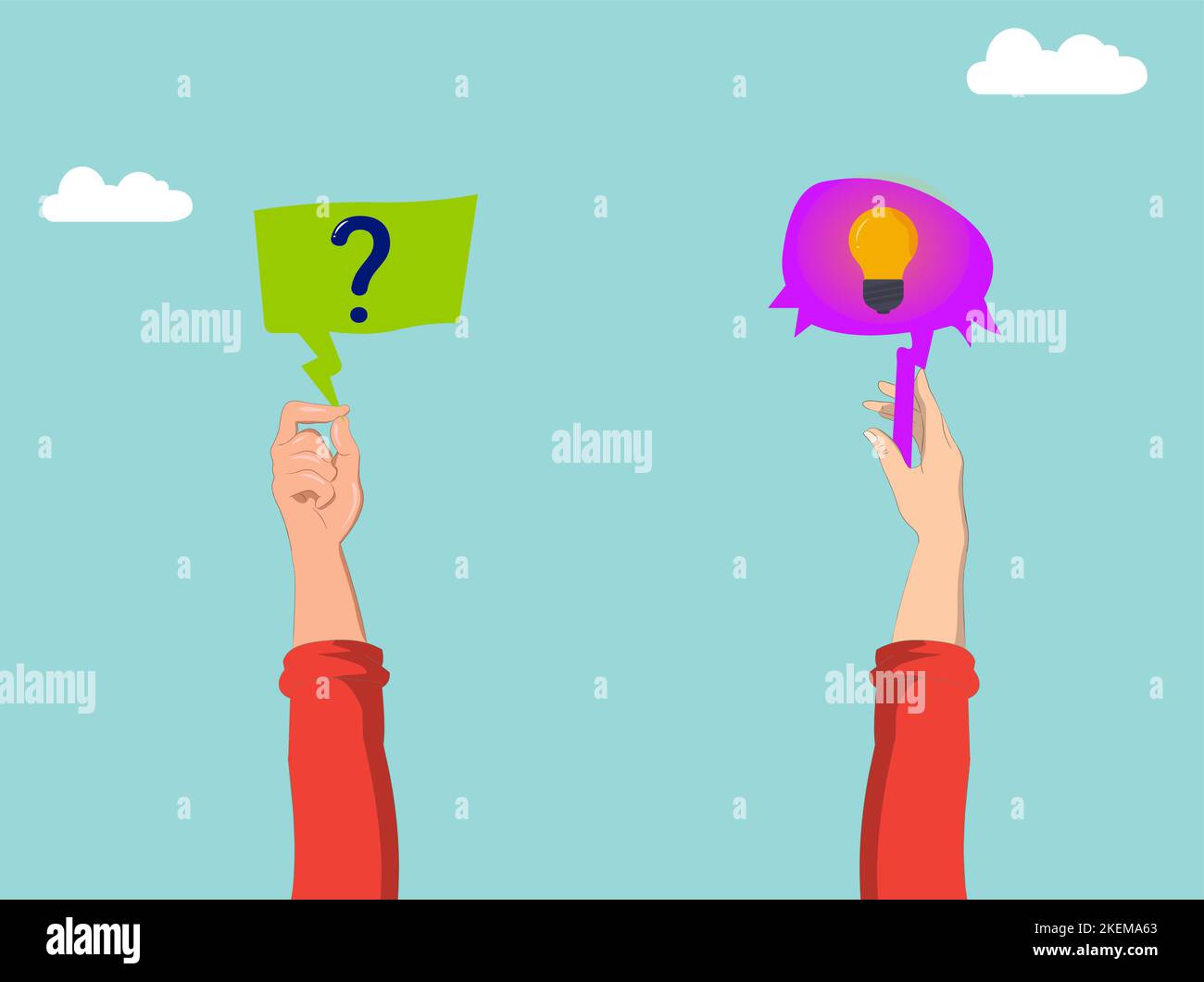 Question and answer, businessman hand holding question mark with other ...